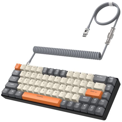 ⌨【取り外せ青軸・DIYで盛り上げ】超コンパクトな68キー構成され、カスタムType-CからUSB Aコイルケーブル、ZIYOU LANG T10各キーキャップは取り外し可能で、自分DIYすることができます。 ⌨【押し下げ圧力・打鍵感・クリ...