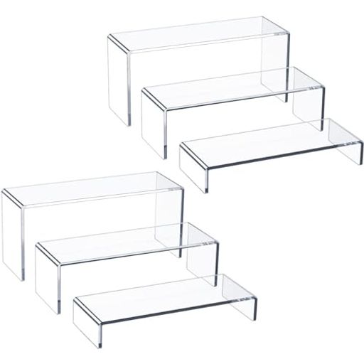 【商品仕様】展示用アクリルスタンド6個セットです。サイズ(cm):22*7.62*11、21*7.62*7.6、20*7.62*3.8各2個ずつ。材質:透明アクリル。厚さ:3mm。推奨重量は500g未満です。透明なアクリルスタンドですので、...