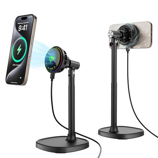 「Qi2認証・スマホスタンド」本製品はワイヤレス充電国際規格Qi2認証を取得した、冷却機能・ワイヤレス充電機能・マグネット機能を結合したスマホスタンドです。ペルチェ冷却機能を搭載するMagSafeワイヤレス充電器で、スマホを磁気吸着しながら...