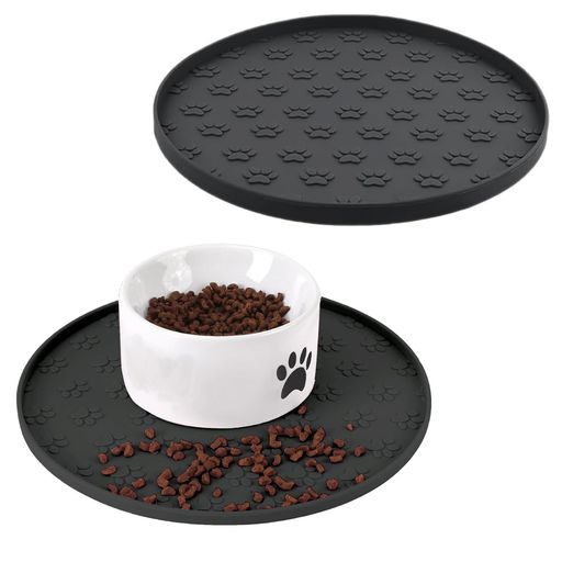 歯 [多機能ペットクッション]この防水性ペット給餌パッドは、犬や猫、水道、ペットの噴水、自動フィーダー、給餌ステーションなどのペットフードボウルの下で使用できます。 [乱雑な床なし]高いエッジと防水材料のデザインは、振りかけられた食物と水を...