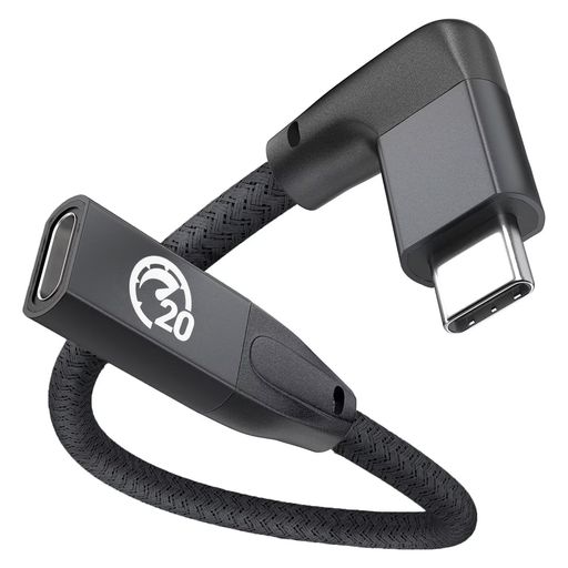 便利なL型/90度角設計:新型直角USB-C延長線——革新的な90度L設計で、日常使用の圧力を減らすことでプラグを保護し、Type C延長ケーブルの寿命を延ばす。 4K@60Hz映像出力対応:このUSBタイプC(オス)to USBタイプC(...