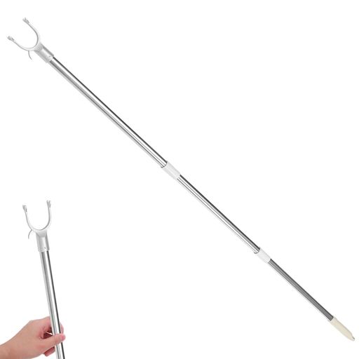 【楽々衣類かけ】耐久性ばつぐんのアルミニウム合金使用で軽量(約170g)ながら最大10kgまで耐荷重。最大131cmまで延長設計で、高い場所や棚、天井などに掛けるのが簡単。 【Y字フォーク設計】先端のY字フォークがハンガーをしっかり固定、衣...