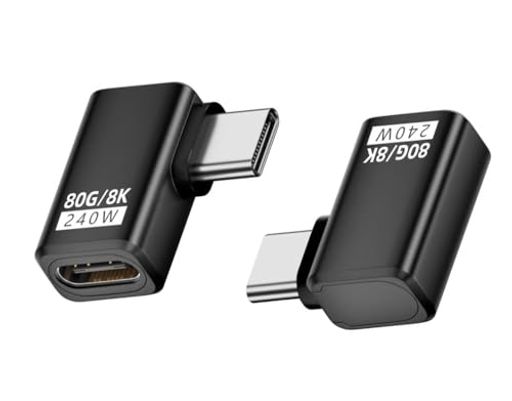 直角USBアダプター、最大240W 80G/8K対応で高電力デバイスの充電需要を満たします。複数の電力レベルと下位互換性あり。生産性が飛躍的に向上します。 超高速Type-Cオス-メスアダプターは、最大80Gbpsの双方向データ転送速度と最...