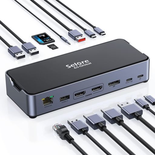 【15 IN 1 豊富な入出力を搭載USB C ドッキングステーション】selore ドッキングステーション Type-Cは15ポートまで接続可能となりますので、日常必要されるポートをすべて備えていて、この一台ドッキングステーションで利用す...