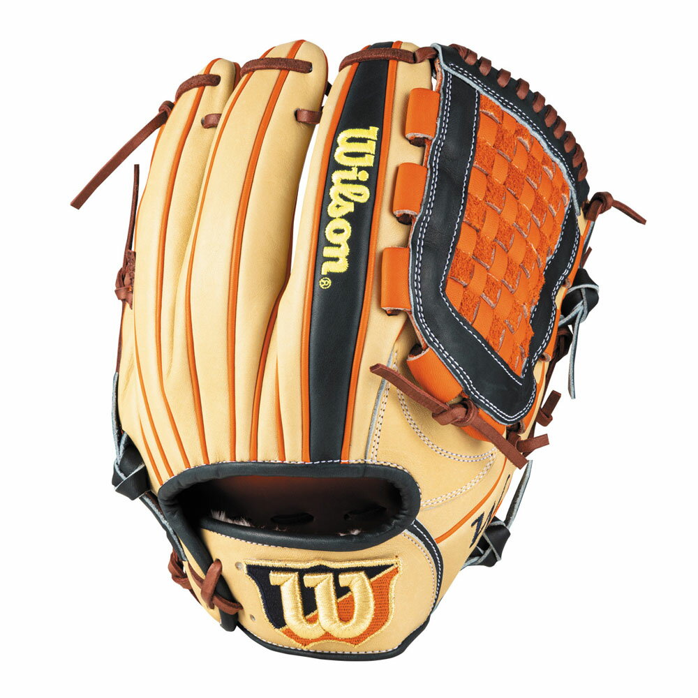 品番 WBW103029 ブランド WILSON(ウィルソン) 詳細 D5型内野手用右投用カラー：ブロンド×ネイビー×オレンジサイズ：11.5ウェブ：MB小指2本入れ対応ベトナム製【素材】・表革：ベーシックレザーRG・裏革：共革 ※店頭在庫...