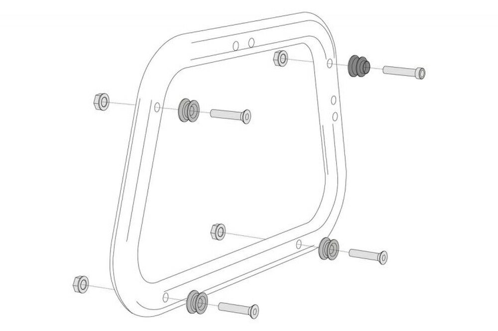 EVOサイドキャリアにAERO ABSサイドケースを取付るためのアダプターキットです。 品番：KFT0015222500/B JANコード：4538792867106 備考：AERO ABS用
