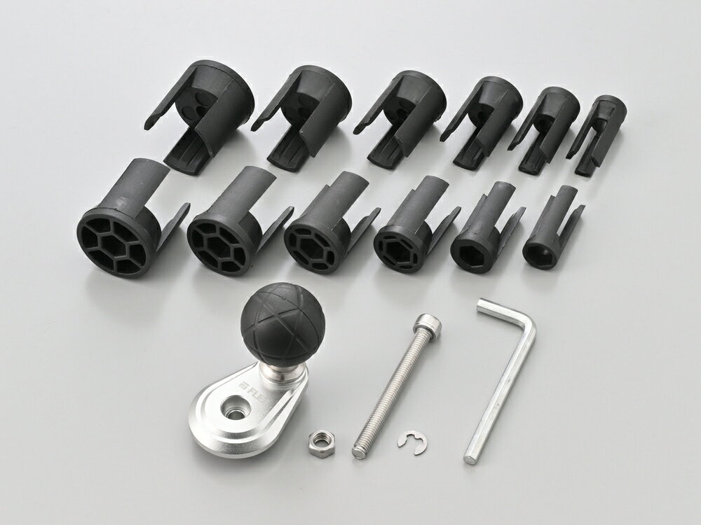 ステムホールに取り付けるベースマウント。 Φ12〜27mmのステムホールに取り付け可能。 オフセットタイプのため、ステムホール上にハンドルバーがある車両にも対応します。・適合ステムホール径：Φ12〜27mm ・ボール径：Φ25.4mm