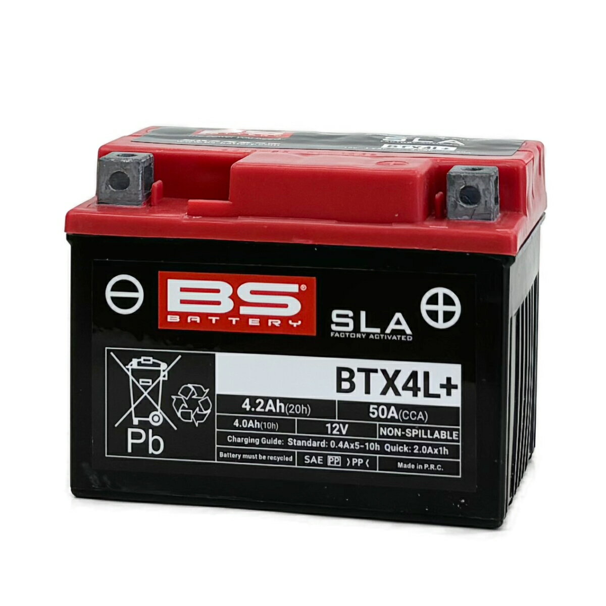 世界各国での販売を手がけるフランスのバッテリーメーカー、「BS BATTERY」のVRLA（制御弁式密閉）タイプMFバッテリーです。グローバル品質でお求め易い価格のバッテリーです。 ◆他社適合品番：YT4L-BS、YTX4L-BS、YTZ5...