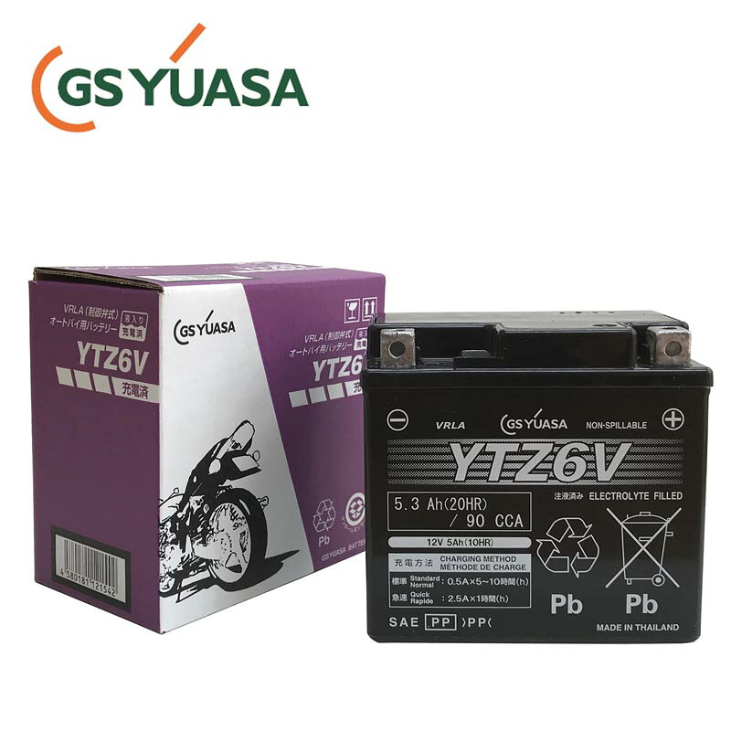 GSユアサ製VRLA（制御弁式）シールドタイプバッテリーです。 液入り充電済み、満充電の状態で出荷いたします。 ◆容量：6（Ah/10HR) ◆液入り充電済み ◆サイズ：長さ110×幅68×高さ105mm ◆重量：約2.1kg ※沖縄・離島...