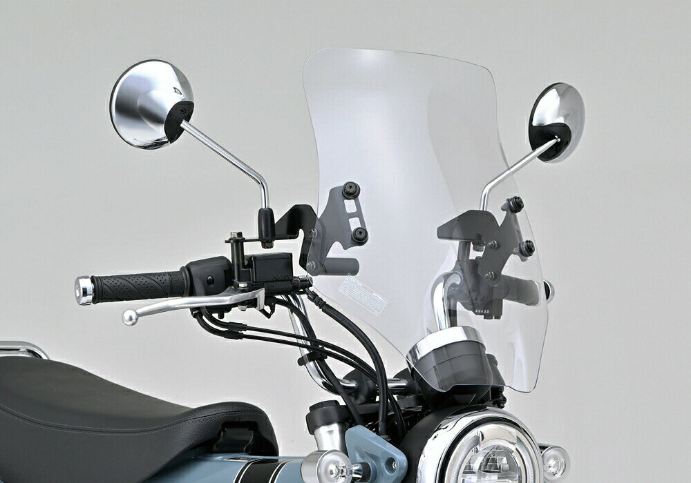 ◆適合車種 DAX125（ST125）（'23） スタイリッシュデザインのウインドシールドで雨・風での疲労を軽減！ ●スクリーン：ポリカーボネート製（ハードコート仕上げ） ●角度調整機構付き（約10度） ●メインブラケット：スチール製電着塗...