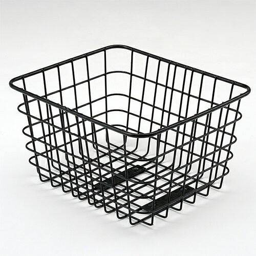 スチール製バスケットをフロントに装着する場合、別途ステーが必要です。 高さ：230mm 開口部：(W)350×(L)415mm 底面：(W)265×(L)350mm 内容量：約26L 材質：スチール