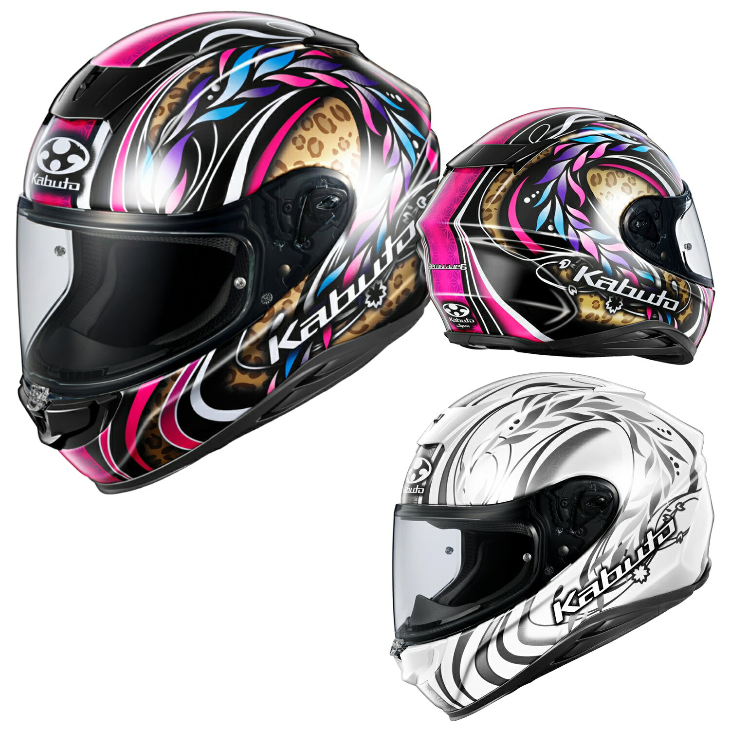 軽量コンパクトなOGKカブトのフルフェイスヘルメット「AEROBLADE-6」の、モデライダー・多聞恵美氏と共に創り上げた、 バイクとファッションの融合を追求した特別仕様のグラフィックモデル。 ◆規格：JIS ◆標準シールド：DAF-1 U...