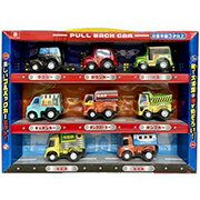 パッケージサイズ：約W23.5×H17×D4センチ 対象年齢：3歳以上 プルバックカー 全8種類 （タクシー、タウンカー、バス、キッチンカー、タンクローリー、ダンプカー、宅配便、給水車）