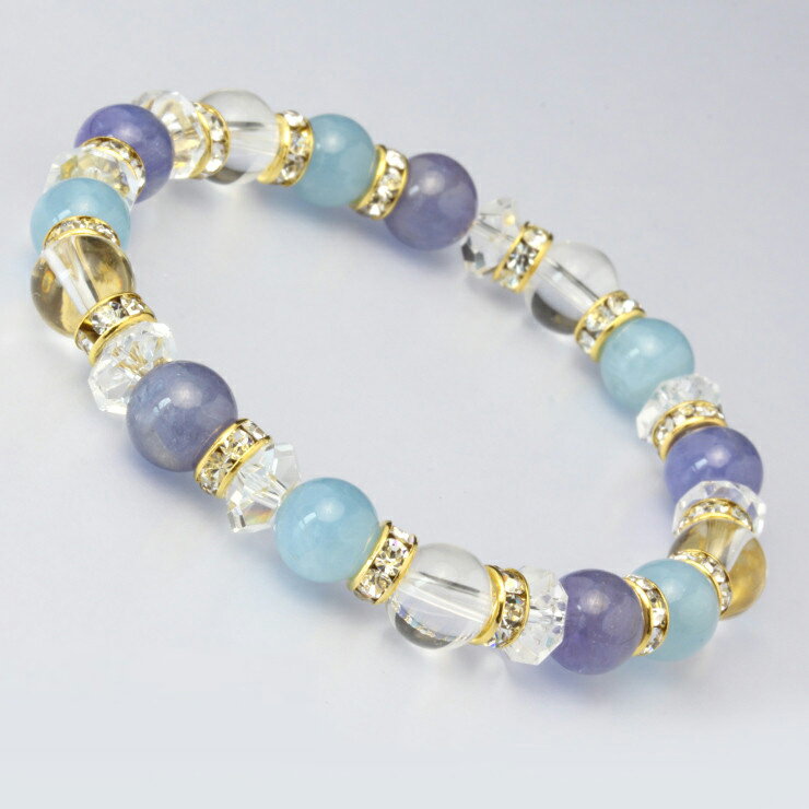 Aquamarine/Tanzaniteアクアマリン・タンザナイト デザインブレスレットこちらは天然石の美しさを持ちながら、「高級感」のあるブルーデザインのブレスレットをイメージして制作しました。3月の誕生石「アクアマリン」に、バイオレット...