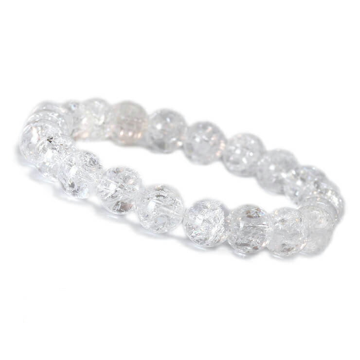 Crack Crystalクラック水晶8mm シンプルブレスレット「クラック水晶」の8mm玉を使用したパワーストーンブレスレットです。4月の誕生石「クリスタル」に人工的にクラックを施して作られたクラック水晶は、カジュアルな質感で他のカラース...