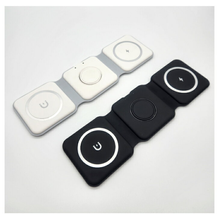 3in1 QI マルチ充電パッドiPhone アップルウォッチ AirPods iPhone、Apple Watch、AirPodsを同時充電！内蔵磁石でiPhoneを瞬時に固定、位置ずれ防止！コンパクトに収納、旅行にも最適 5