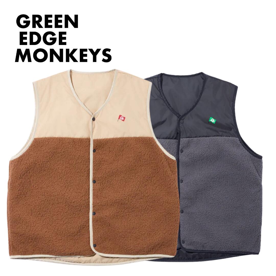 サイズ 【M】肩幅42.0cm　裄丈117.0cm　着丈67.0cm 【L】肩幅44.0cm　裄丈121.0cm　着丈69.0cm 素材：ポリエステル 商品説明 Design リバーシブルのベストの登場です！ 表はGREEN EDGE MO...