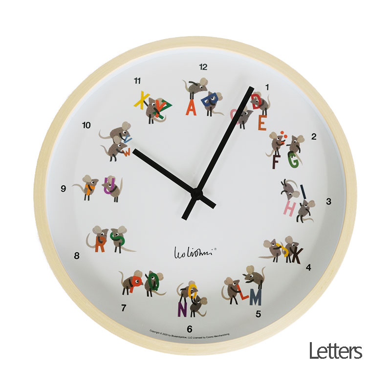 レオ・レオニの描くかわいいねずみたちが躍動してみていて飽きないウォールクロック！ 直径33cmの少し大きめで存在感があります！ イラストレーター、グラフィックデザイナーであり絵本作家として珠玉の名作を作り出したレオ・レオニ 「スイミー」「フ...