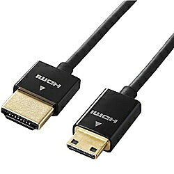 HDMIケーブル/イーサネット対応/スーパースリム/mini/1.5m/ブラック ■ケーブル直径約3.2mmで取り回しがしやすく、すっきり配線できる、スーパースリムタイプのイーサネット対応ハイスピードHDMIケーブルです。 ■HIGH SP...