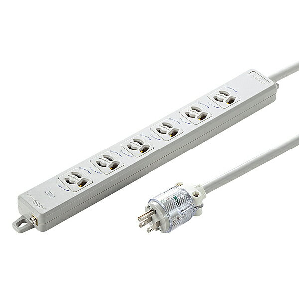 医用接地プラグ付き電源タップ（3P・6個口・ホワイト・1m） 詳細スペック 電気用品安全法(本体)適合 電気用品安全法(付属品等)付属品等無し 電気用品安全法(備考)配線器具