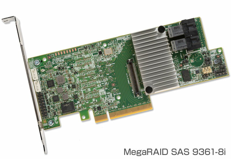 12Gb/s SAS対応。LSI最新のROCコントローラを搭載するロープロファイル仕様のRAIDカード [仕様] フォームファクタ：ロープロファイル 対応バス：PCI Express 3.0 x8 ポート数：内部×8 搭載コネクタ：Mini...