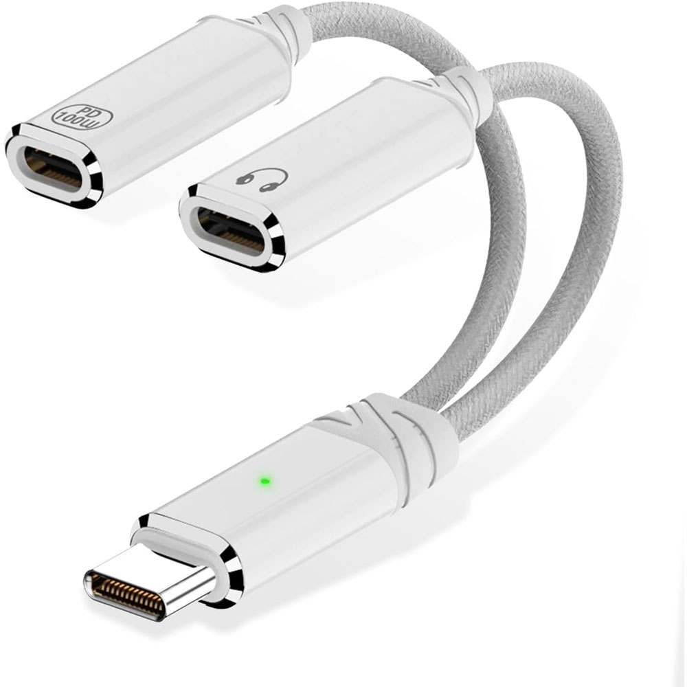 【送料無料】2 in 1 USB Type C オス - USB Type C イヤホン メス 音楽再生 通話 & USB Type C メス 100W PD 電源ケーブル ノートパソコン タブレット スマートフォン デジタル音声出力 急速...