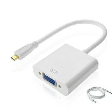 micro HDMI to VGA 変換アダプタ （オス−メス）3.5mm音声出力付 V1.3/1080Pサポート 商品説明 セット内容 micro HDMI to VGA変換アダプタ ホワイト 長さ：約24mm 3.5mm【オス-オス】音...