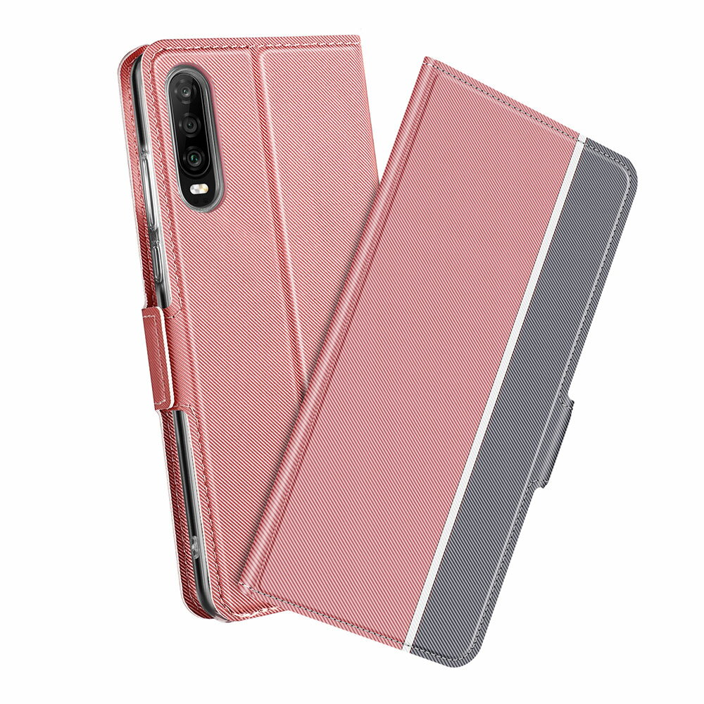 【送料無料】HUAWEI P30 用スマホケース 手帳型ケース カバー　ツートーンカラー ストラップ付き　マグネット 定期入れ ポケット シンプル スマホケース　ブラック＆グレー　ネイビー＆グレー　ローズゴールド＆グレー選択可能 商品説明 ...