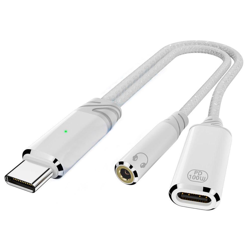 【送料無料】2 in 1 USB Type C オス - 3.5mm イヤホン メス 音楽再生 通話 & USB Type C メス 100W PD 急速充電 ノートパソコン タブレット スマートフォン デジタル音声出力 急速充電 充電しな...