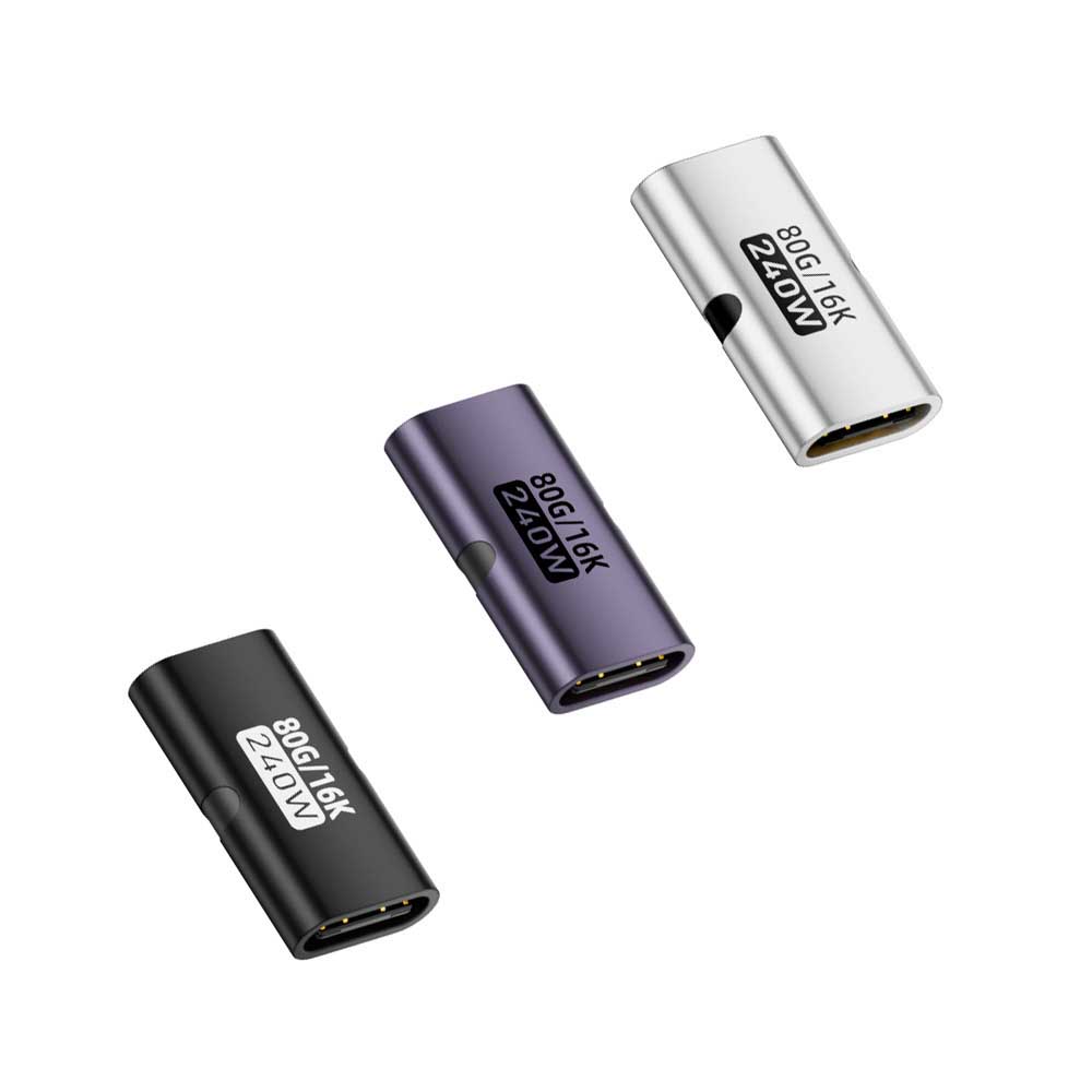 【送料無料】USB-C タイプ C メス - メス USB5.0 80Gbps 延長アダプター 240W 16K 8K 5K USB タイプ-C 対応 USB4.0 Thunderbolt3/4/5 商品仕様 カラー：ブラック、シルバー ■...