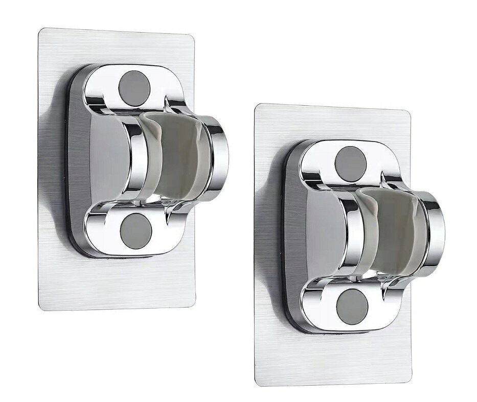 シャワーヘッドホルダー 穴あけ不要 貼り付け式 角度調整可能 シャワーフック 壁掛け 真空メッキ ABS製 G1/2対応【2個セット】 工具不要・穴あけ不要で、わずか約5秒。 壁を傷つけずに簡単に取り付けられるシャワーヘッドホルダーです。 ...