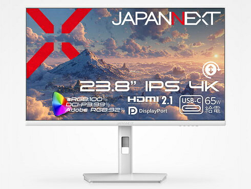 液晶ディスプレイ 23.8型/3840×2160/HDMI×1、DP×1、USB-C×1/ホワイト/スピーカー無/2年保証 23.8インチと4K(3840x2160)を両立した液晶モニターです。本体、ベゼル、スタンド、電源アダプター、ケーブ...