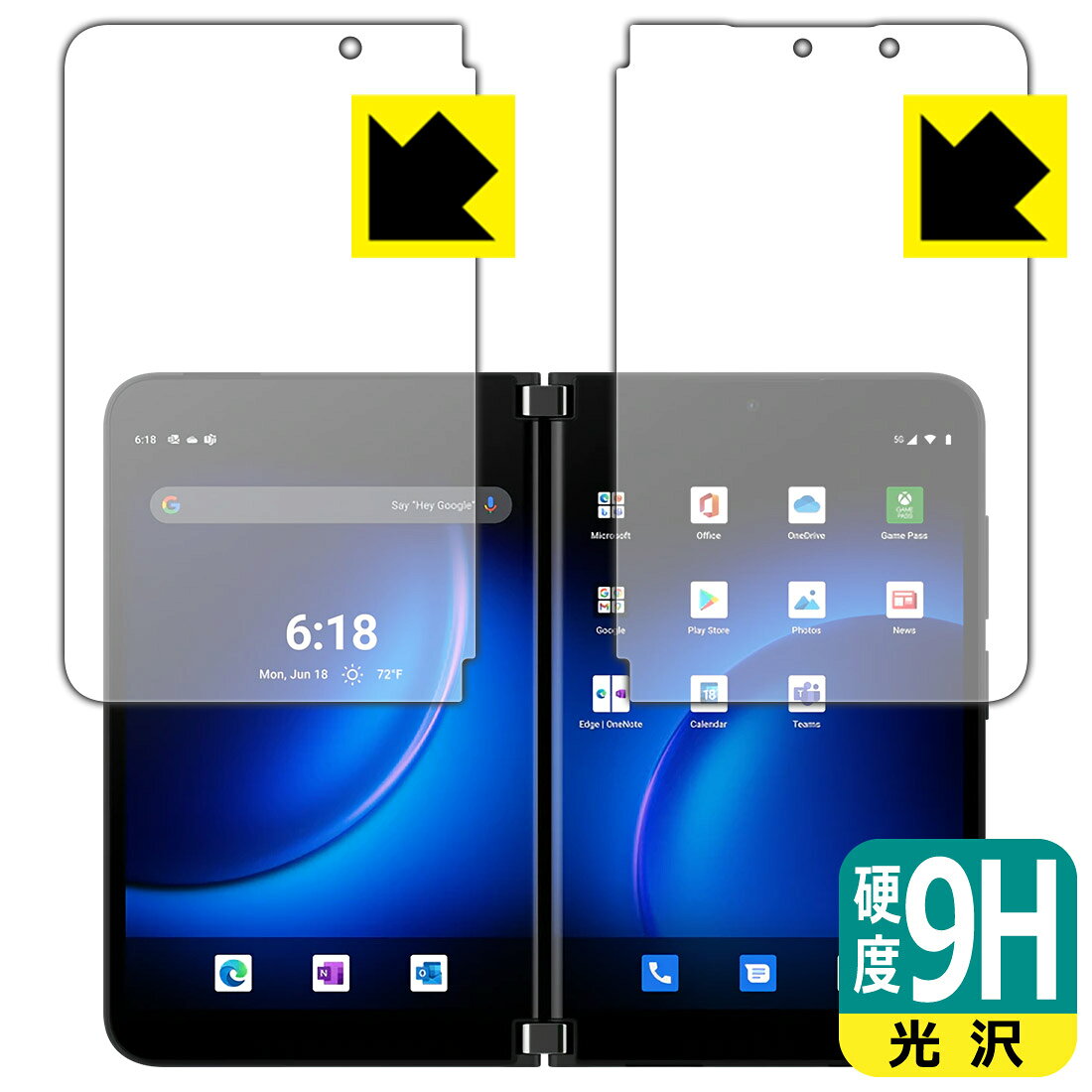 ●対応機種 : Microsoft Surface Duo 2●製品内容 : 2画面セット(各1枚)●※保護フィルムの貼り付く範囲はイメージ画像のようになります。●柔軟性があり、ガラスフィルムのように衝撃を受けても割れない『9H高硬度保護フ...