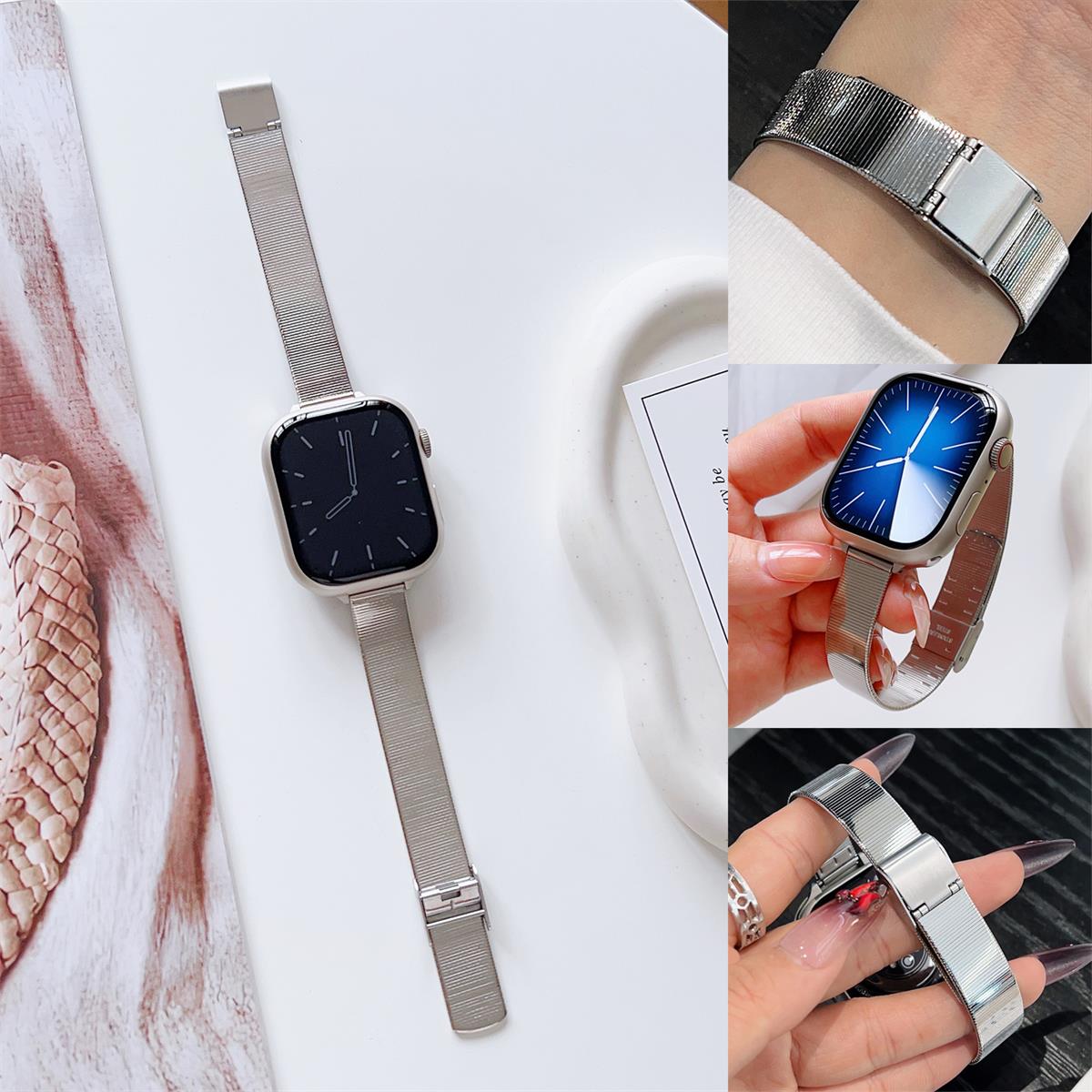 アップルウォッチ交換ベルト★完璧なフィット感と高級感をあなたの手元に スライド式無段階調節で、理想のフィット感を実現！ あなたの手首にぴったりフィットするスライド式デザイン。無段階調整が可能なので、どんなサイズにも柔軟に対応し、常に快適な着...