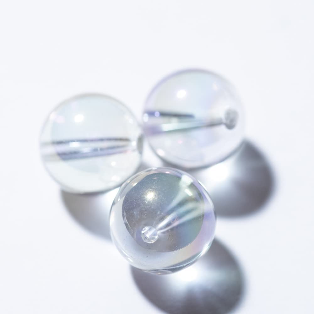 レインボーオーラ 水晶 虹色 クリスタル クオーツ アクアオーラ 天然 宝石 天然石 ビーズ パールクリエイト パワーストーン ビーズパーツ 10ミリ 両穴 穴あり 10mm ブレスレット ハンドメイドパーツ ブレスパーツ タロット 数珠 ...