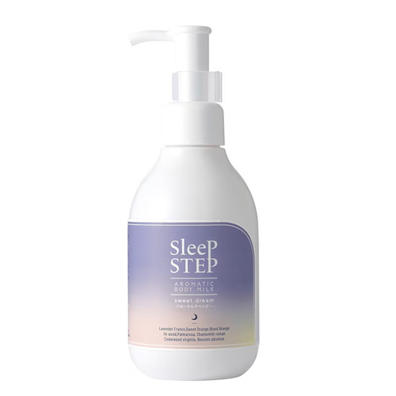【SLEEP STEP】アロマティックボディミルク スイートドリーム《フローラルラベンダーの香り》 ゆったりとした時間を過ごせそうな甘くうっとりとした香り 【配合精油】ラベンダー・スイートオレンジ・ブラッドオレンジ・ホーウッド・パルマローザ...