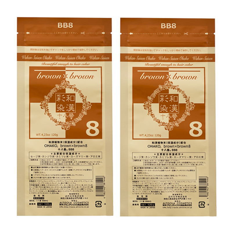 天然水とパウダーで、鮮やかな透明感のある色味と、髪本来のハリ・コシ感を出すことができる地肌に優しい第4のカラー。 アルカリ剤・界面活性剤・過酸化水素を使用しない「和漢彩染 十八番」が髪を優しく包み込みながら染め上げます。 【和漢彩染　十八番...