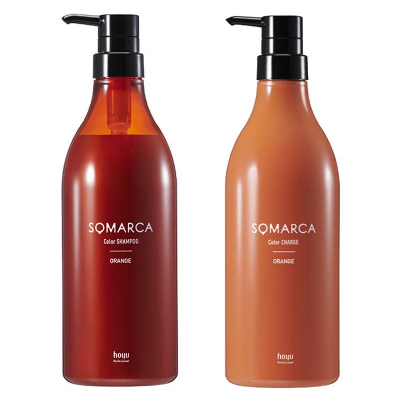 ★うるおいを感じさせるジューシーなオレンジ★ 新鮮な雰囲気とほんのり温かみもただよわせて肌になじむオレンジ♪ サロンで染めた髪色をもっと楽しむ。 カラーシャンプーとカラーチャージのダブル使いでサロンカラーにさらに色をチャージするSOMARC...