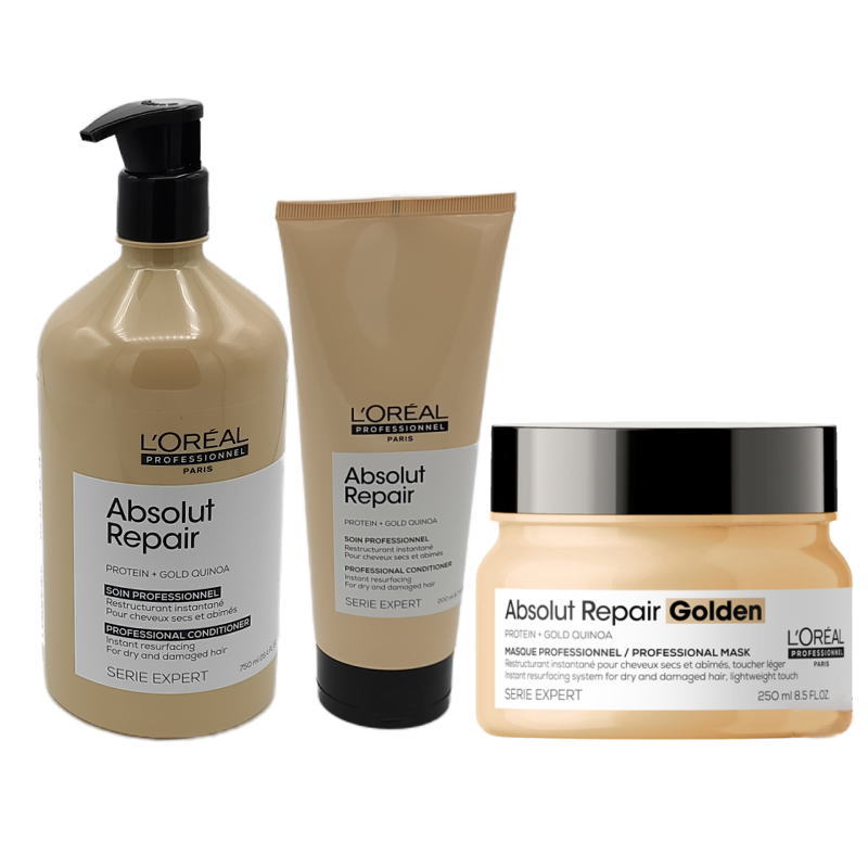 【自然な美しさで見違えるような髪へ】 風になびく、やわらかく軽やかな手触り。 髪本来の美しさをサポートするダメージケアライン。 ・アブソルートR. ゴールド シャンプー 500ml ・アブソルートR. ゴールド コンディショナー 200ml...