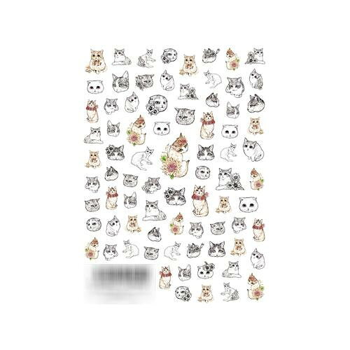 猫とお花が可愛らしくデザインされたネイルシールです。しなやかフィットシート使用。サイズシートサイズ:88mm×120mm個装サイズ：15×9×1cm重量個装重量：7g素材・材質ポリエチレンフィルム生産国日本fk094igrjs