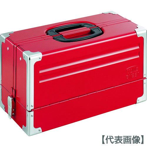 製品仕様 商品名 TONE　ツールケース（メタル）　V形3段式　433X220X240mm（BX331）369-8009【TONE（株）】 内容量1個 販売単位1個 仕様●色:レッド●シリンダ錠（別売）:取付可●有効内寸（mm）間口×奥行×...