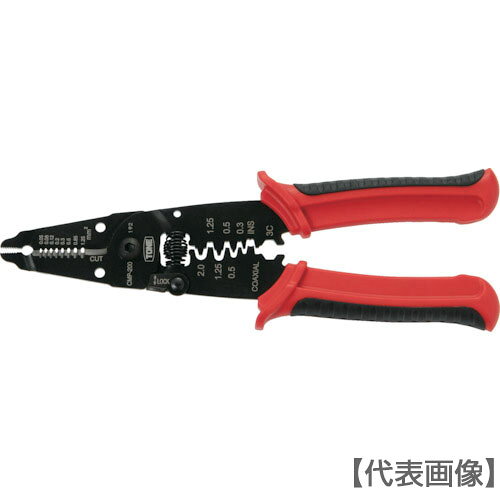 製品仕様 商品名 TONE　手動圧着工具　電工ペンチ　全長220mm（CMP-200）858-6305【TONE（株）】 内容量1丁 販売単位1丁 仕様●全長（mm）：220●圧着端子（（MM2））接続端子用：0.3、0.5、1.25●圧着...