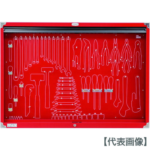 製品仕様 商品名 TONE　整備用工具セット　シャッター付きサービスボード　間口1086×奥行124×高さ772mm セット内容：ボードのみ（C635B）829-2439【TONE（株）】 内容量1個 販売単位1個 仕様●ケース寸法（mm）...
