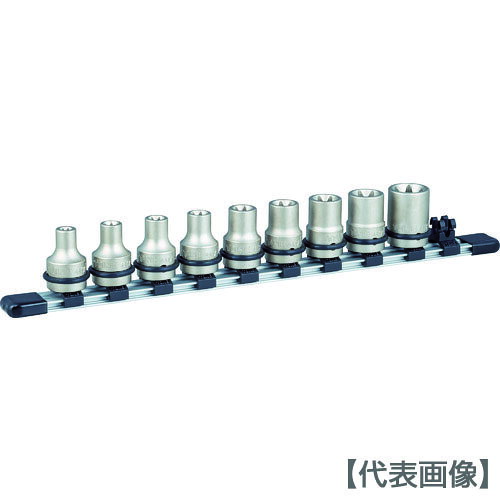 製品仕様 商品名 TONE　インパクト用トルクスソケットセット（ホルダー付）　9pcs（HATXE409）810-9174【TONE（株）】 内容量1S 販売単位1S 仕様●差込角（mm）:12.7●セット内容:4ATX-E08、E10、E...