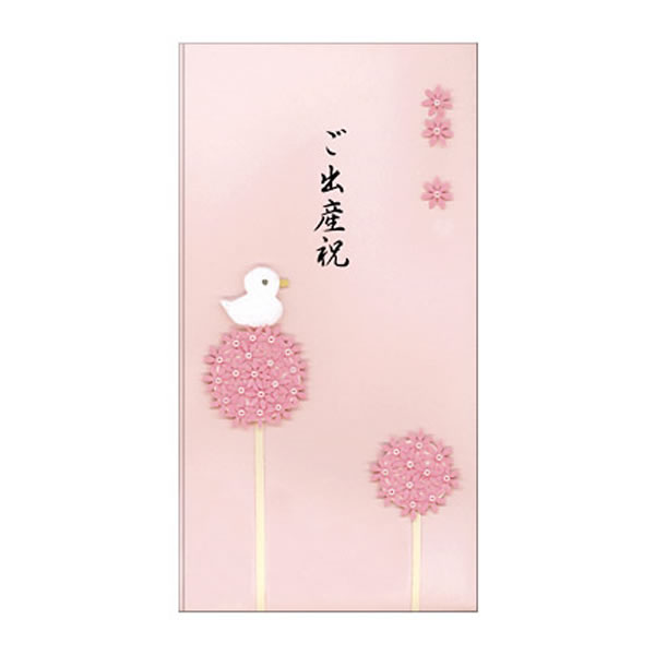 ■サイズ：H180×W95mm ■仕様：1枚入、中袋付●出産祝いに最適な絵柄を手作りの花や動物を付けた袋です。 ※商品画像はイメージです。実際とは異なる場合があります。