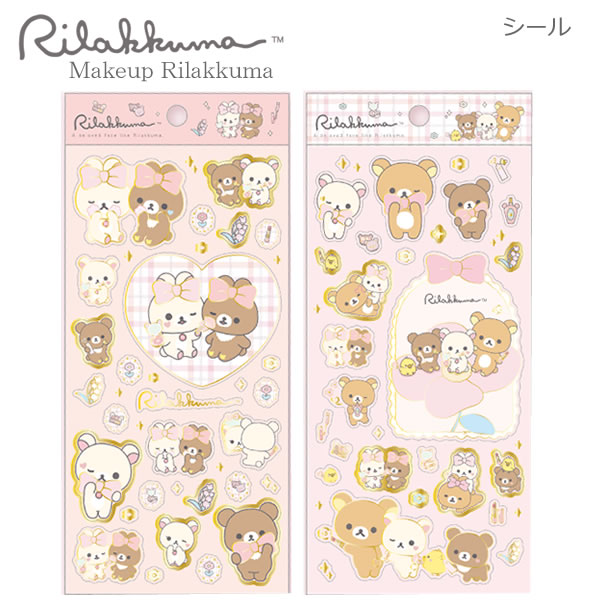●見ているだけでときめきが止まらない 優しい色合いのフラワー＆コスメのシリーズ ●耳や首につけたリボンノヘアバンドがかわいい♪ ●キラキラ箔押しのシール♪ ■セットサイズ　約200×95mm ■仕様　クリアタック＋クリアセパ 　箔押し ■種...
