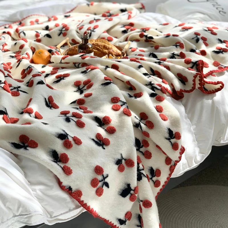 100*150cm 毛布 シングル ブランケット 春夏秋冬 チェリー かわいい 毛布おすすめ あったか 洗える 暖かい 掛毛布 掛け布団 きれいめ もうふ おしゃれ 毛布おすすめ