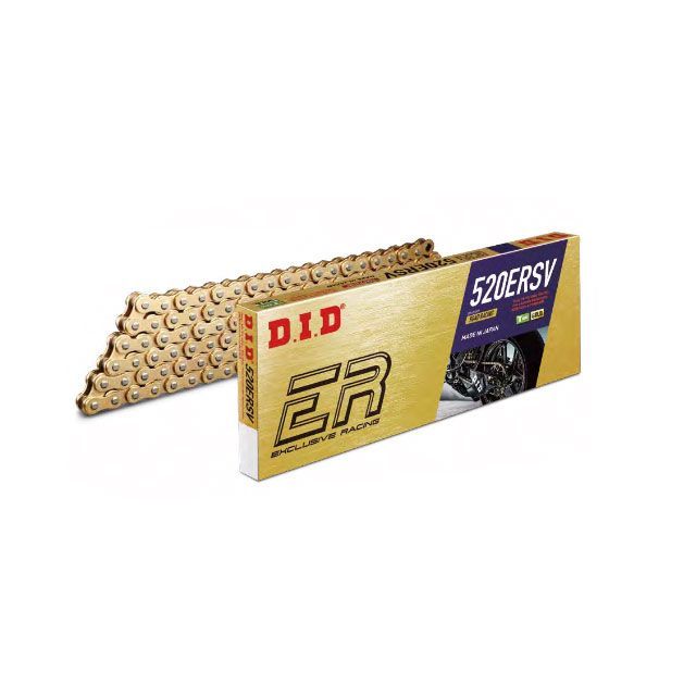 ●メーカー名：ディーアイディー / DID●商品名：レース専用チェーン 520ERSV カシメジョイントタイプ（ゴールド）●リンク数 108L●JANコード：4525516388191商品の保証は、メーカー保証書の内容に準じます。チェーンサ...