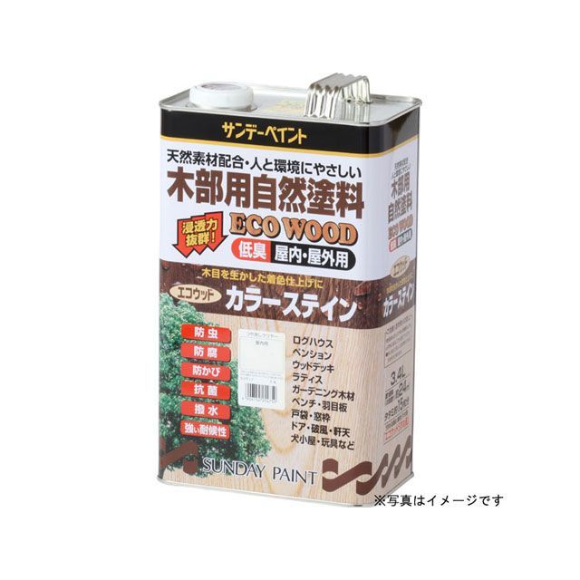 ●メーカー名：サンデーペイント / sundaypaint●商品名：エコウッドカラーステイン ブラック 3400ml●メーカー品番：#254903●JANコード：4906754254903商品の保証は、メーカー保証書の内容に準じます。仕様■...