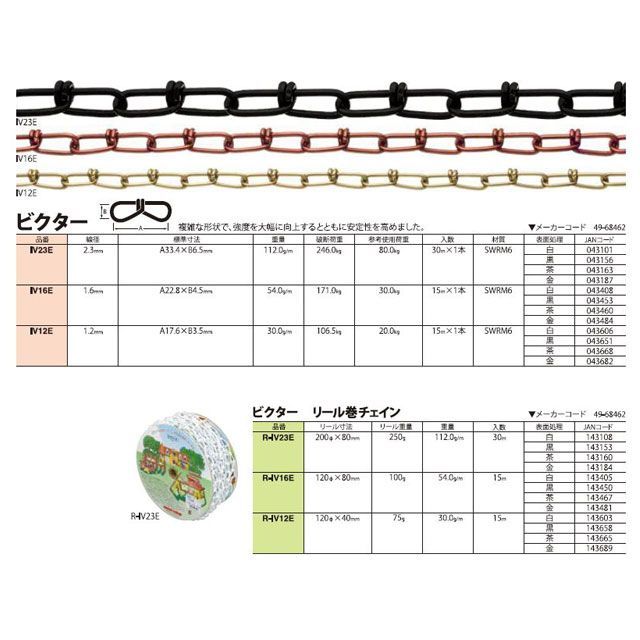 ●メーカー名：ニッサチェイン / nissa chain●商品名：金色ファインカラーチェン 30m●メーカー品番：IV23E●JANコード：4968462043187商品の保証は、メーカー保証書の内容に準じます。●仕様■線径：2.3mm■標...